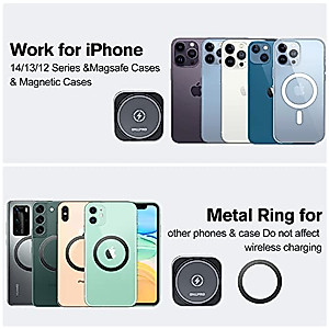 OHLPRO for MagSafe Car Mount Wireless iPhone Charger, Stick on Dashboard Magnetic Phone Holder,15W Fast Charging for iPhone 15/14/13/12/Pro/Pro Max/Plus, 360° Rotable Auto-Align Air Vent, Grey