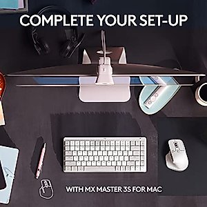 Logitech MX Mechanical Mini for Mac Wireless Illuminated Keyboard, Low-Profile Performance Switches, Tactile Quiet Keys, Backlit, Bluetooth, USB-C, Apple, iPad - Pale Grey