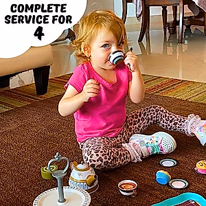 Tea Set for Little Girls Toys for 3-5 Years Old Girls Pretend Play Kids Tea Party Set with Cake Stand, Desserts Fun Princess Tea Time with Dolls, Barbies Birthday Gift for Girls Toys Age 3+ Year Old