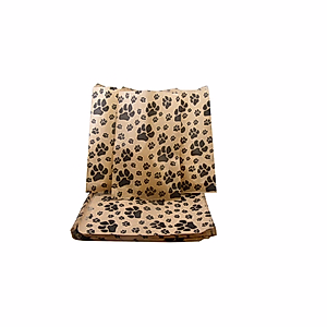 CuteBox Pawprint Kraft Flat Paper Gift Bags 100pcs (4" x 6") for Crafts, Party Favors, Retail, Merchandise, Tradeshows, Handmade Goods, Arts and Crafts, Outdoor Events, Holidays, Weddings