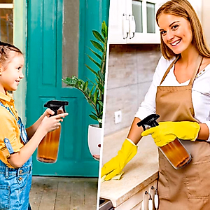 Amber Glass Spray Bottles,500ml Brown Glass Spray Bottles,Empty Amber Glass Spray Bottles With Labels - 17oz Trigger Sprayer Glass Bottles Amber Spray Bottle