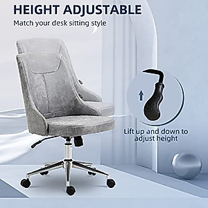 Vinsetto Armless Task Chair, Mid-Back Desk Chair, Microfiber Home Office Chair with Adjustable Height, Tilt, Swivel Function, Vanity Chair with Wheels, Light Grey