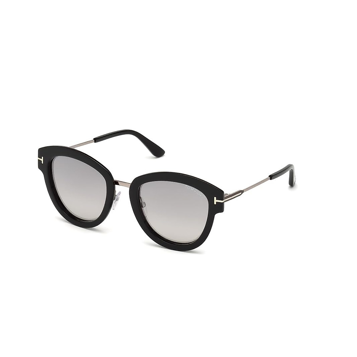 Tom Ford FT0574 14C Shiny Light Ruthenium Mia Cats Eyes Sunglasses Lens Categor, Black, 52-22-140