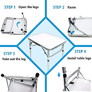 Camp Field Aluminum Folding Small Picnic Table, Adjustable Height Lightweight Portable Camping Table for Picnic Beach Outdoor Indoor (Medium)