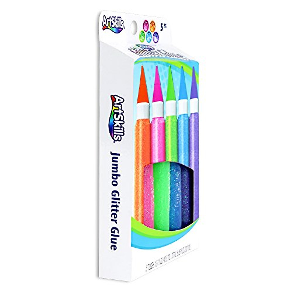 ArtSkills Puffy Neon Jumbo Rainbow Glitter Glue Pens, 5 Colors, 5 Count
