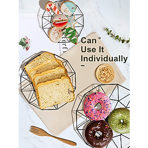 Homlab Fruit Basket for Kitchen-Countertop Detachable Vegetables-Storage 3-Tier Fruit Bowl for Counter Fruit Holder Metal Banana Holder Organizer with Banana Hanger & Reusable Storage Bag(Black)