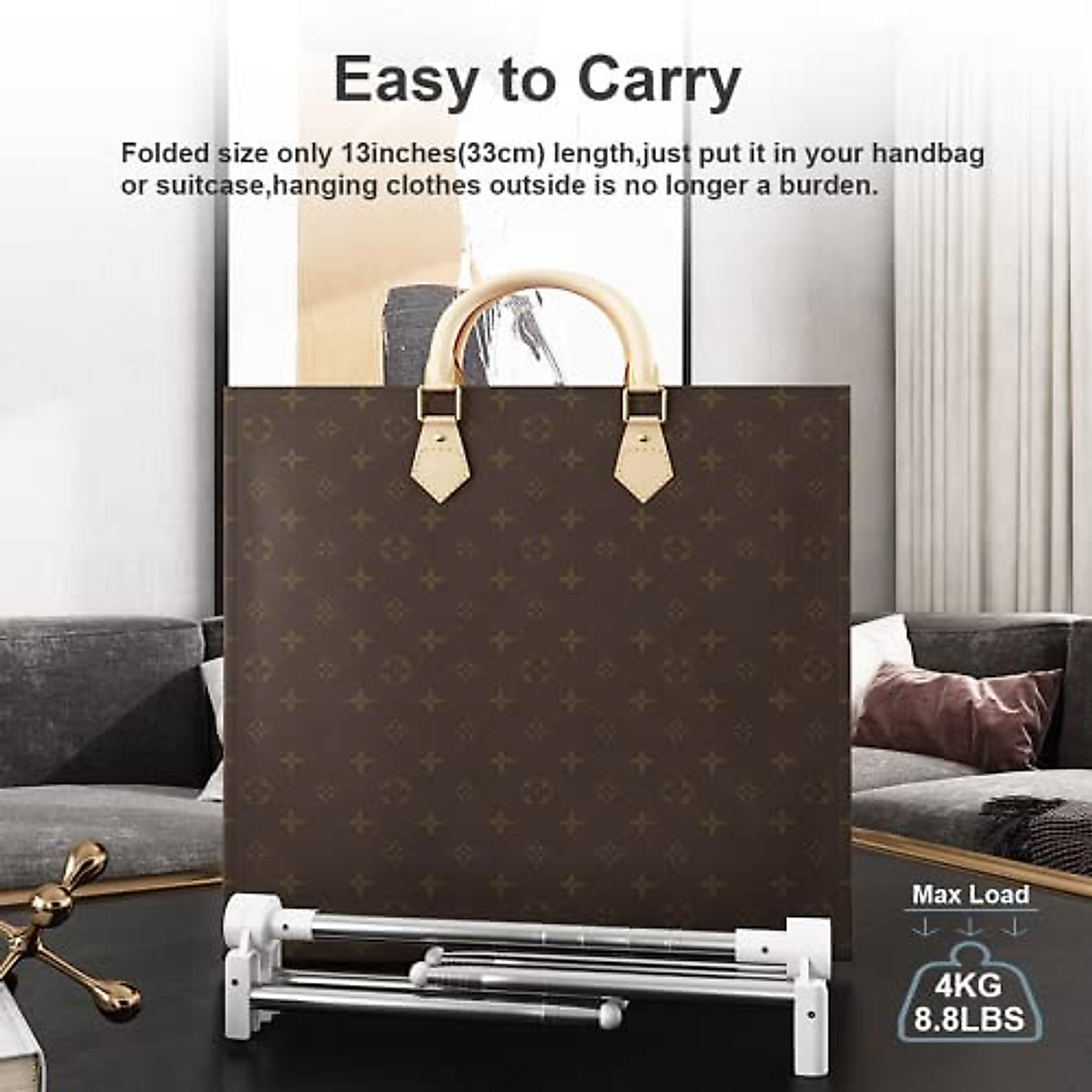 ANLEBUY Portable Travel Garment Rack, Foldable Collapsible Clothing Rack, Folding Portable Clothes Rack for Dance, Painting, Travel, Camping,Pool, Compact Mini Hanging Coat Drying Rack, White Regular