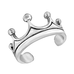 AeraVida Princess-Perfect Tiara Royal Crown .925 Sterling Silver Pinky or Toe Ring