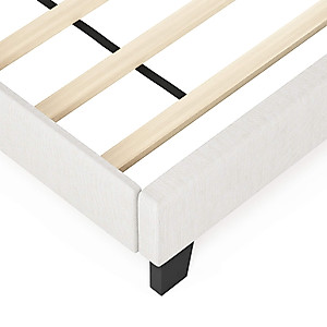 Furinno Nadia Nailhead Trim Bed Frame, Queen, Gray