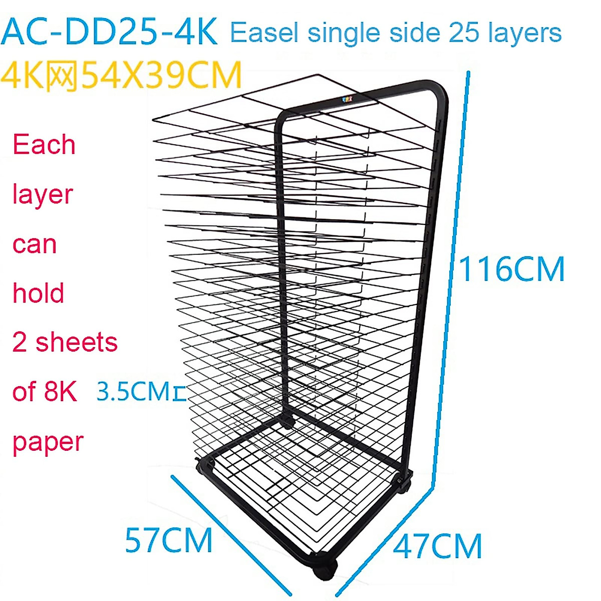 Art Drying Rack for Classroom Drying Rack，Art Drying Rack for Art Metal Wire Work Display Rack, Art Carts with Wheels for Classroom Art Studios and Home Use. Drying & Print Racks ( Size : 25 Layers )