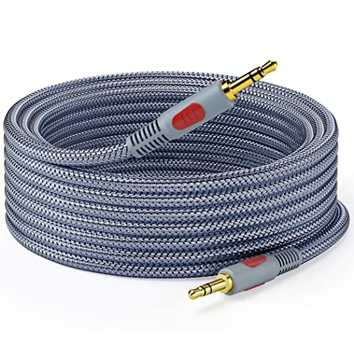 Ruaeoda 3.5mm Aux Audio Cable 30 ft, AUX Cord Braid 3.5mm to 3.5 mm Stereo Audio Cable 1/8 Shielded AUX Headphone Cable Extension Male to Male Outdoor Auxillary Stereo Audio Cable Cord