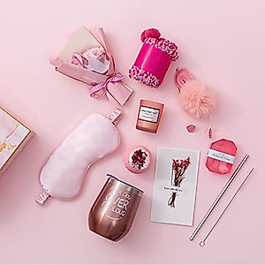 Birthday Gifts for Women,Unique Gifts Basket Ideas Happy Birthday Gifts for Her Relaxing Spa Gift Set Thinking of You Get Well Soon Gifts Box Thank You Gifts for Mom Wife Sister Friend Coworker,Pink
