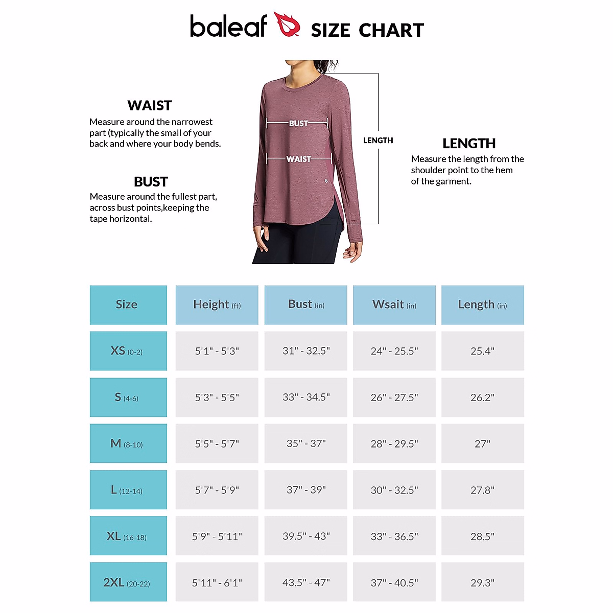 baleaf Women's Long Sleeve Running Shirts Workout Athletic Tops Quick Dry Lightweight UPF 50+ Purple M