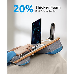 HUANUO Lap Desk - Fits up to 17 inches Laptop Desk, Built in Mouse Pad & Wrist Pad for Notebook, Laptop, Tablet, Laptop Stand with Tablet, Pen & Phone Holder (Wood Grain)