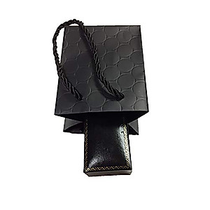 MODEENI 12 Extra Small Gift Bags with Handles Black Little Paper Bags Mini 4x3x5 Premium Quality Fancy Cute Modern Circle Embossed for Jewelry Merchandise Charms Wedding Shopping