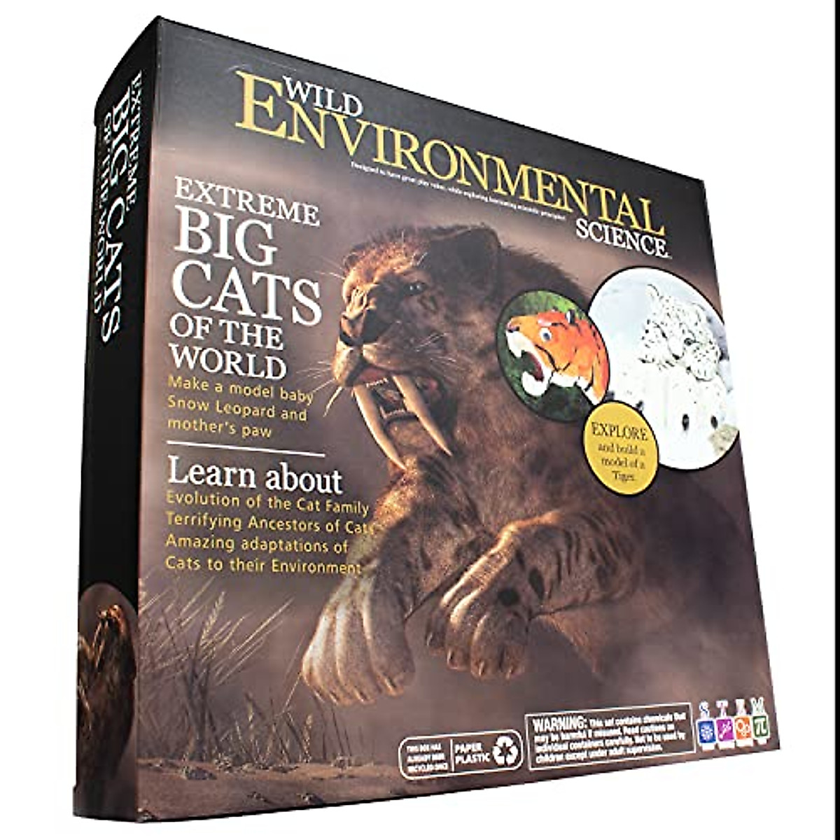 WILD ENVIRONMENTAL SCIENCE Extreme Big Cats of the World - For Ages 6+ - Create and Customize Models and Dioramas of Tigers, Snow Leopards and more - Study the Most Extreme Animals
