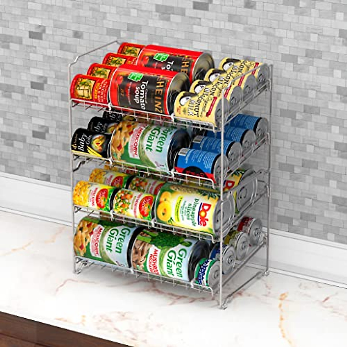 2 Pack SimpleHouseware 2 Tier Can Rack, Silver