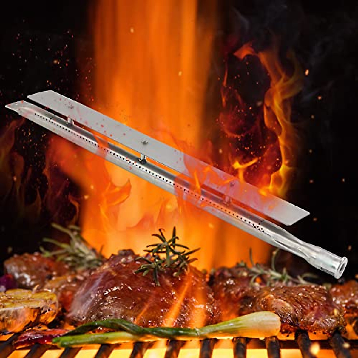 Derurizy Grill Burners Tube Replacement for Viking Oven 316-911, VGBQ 30 in T Series, VGBQ 41 in T Series and Others Gas Grills Models, Stainless Steel Pipe Viking Range Parts, 24", 2 Pack