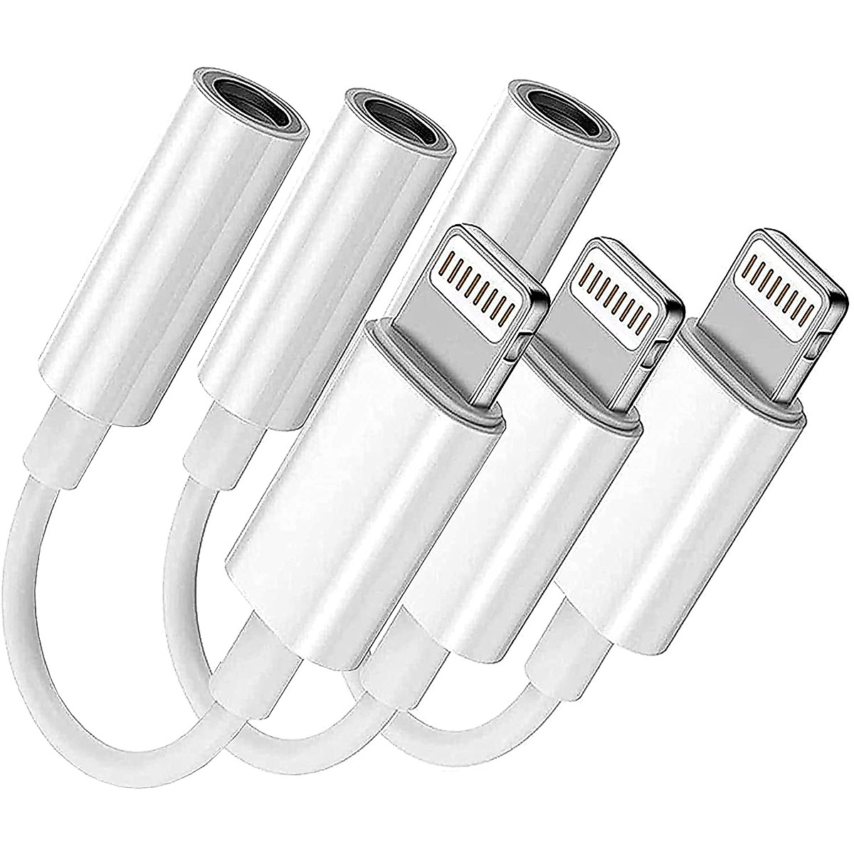 Belcompany 3 Pack Lighting to 3.5 mm Headphone Jack Adapter