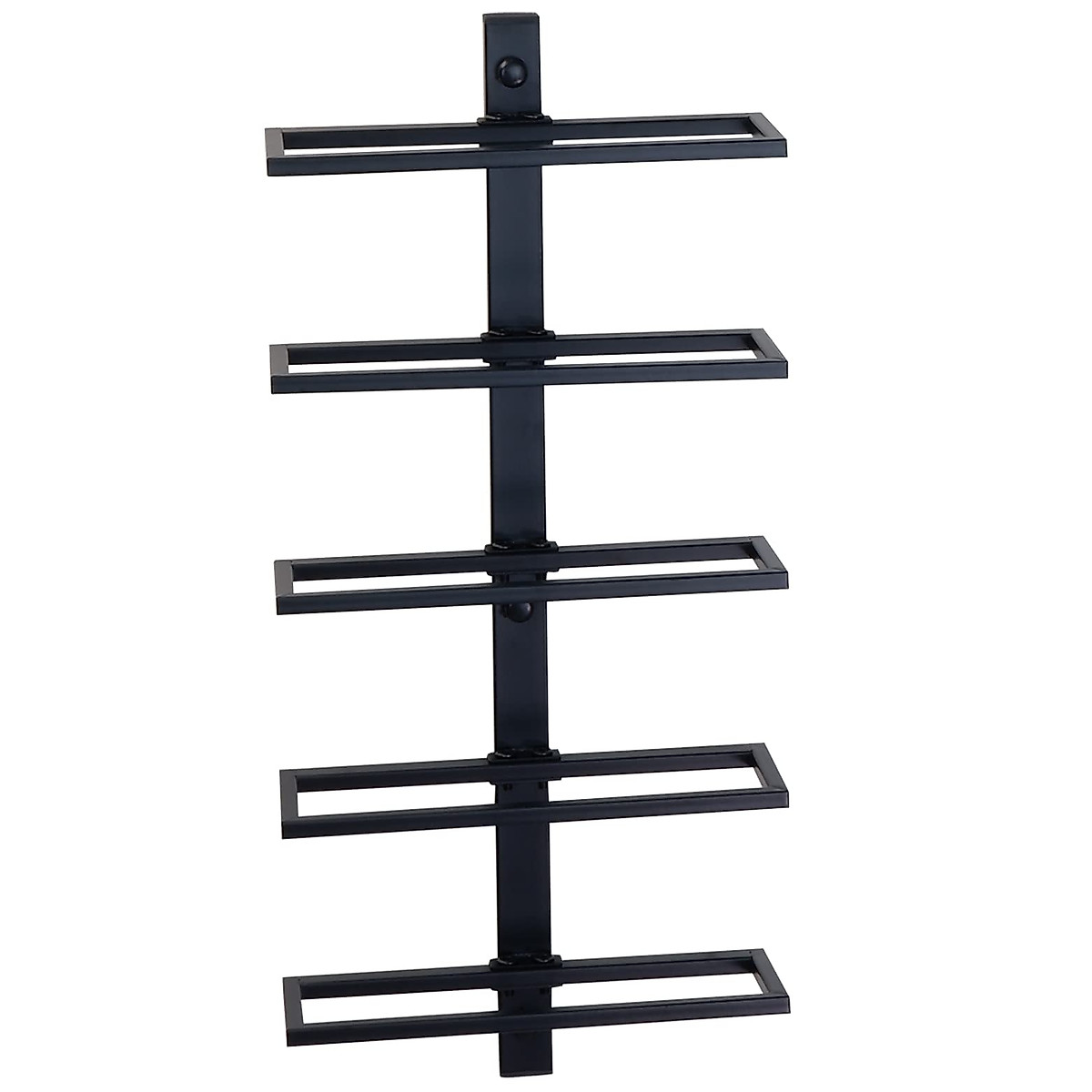 Farmhouse Vertical Wall Mounted Wine Rack, Industrial Metal Wine Holder Rack, Hanging Display Shelf for 5 Wine Bottles, Modern Black Wall Mount Wine Holder for Home Kitchen Living Room Cafe Bar Decor