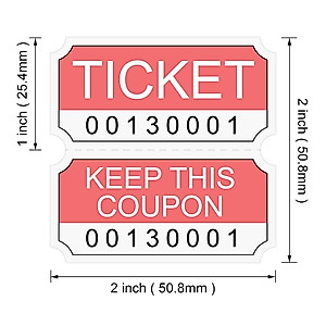 L LIKED 8000 Assorted Double Raffle Tickets 2000 per Roll 50/50 (Blue, Green, Red, Yellow)