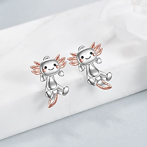 VONALA Axolotl Earrings for Women 925 Sterling Silver Axolotl Jewelry Axolotl Stud Earrings Fun Cute Animal Earrings Gifts Birthday Hypoallergenic