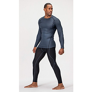 DEVOPS 3 Pack Men's UPF 50+ Long Sleeve Compression Shirts, Water Sports Rash Guard Base Layer, Athletic Workout Shirt (Large, Black-Charcoal-White)