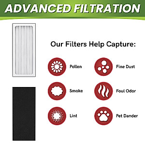 GOFIL 2 Pack Replacement Filter Includes 2 HEPA & 4 Carbon Pre-filters Compatible with Air Purifiers Model 04383, 04384, 04385, 04386, Part # 990051000