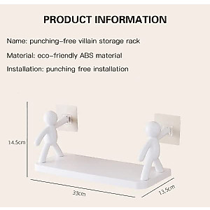 Giroayus Punching-Free Villain Storage Rack The Kitchen Toilet Receive Shelf，Floating Shelves Bathroom Wall Mounted Shelf (White, 2pc)