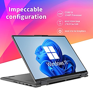 Lenovo 2022 Yoga 7i 2-in-1 360° 16" 2.5K Touchscreen Laptop, Intel Evo Platform Core i5 1240P, 8GB RAM, 1TB PCIe SSD, Intel Iris Xe Graphics, Backlit Keyboard, Win 11, Storm Grey, 32GB USB Card