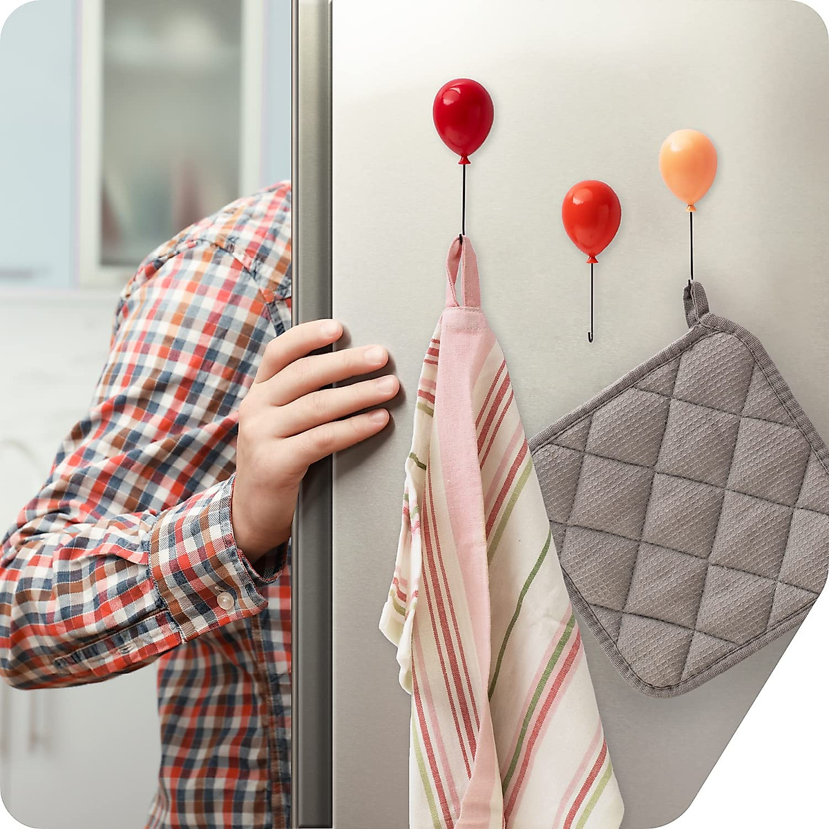 PELEG DESIGN Balloongers | Fun Balloon-Shaped Key Holder for Wall | Decorative Key Hanger Set of 3 | Key Hooks w/ 3 Install Options | Key Holder for Wall, Fridge | Cute Key Holders