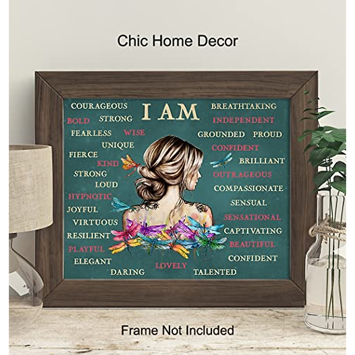 Positive Affirmations Boho-chic Wall Art & Decor - I Am Bohemian Motivational Wall Decor - Inspirational Quotes Sayings - Encouragement Gifts for Women - Encouraging Wall Decor - UNFRAMED Picture