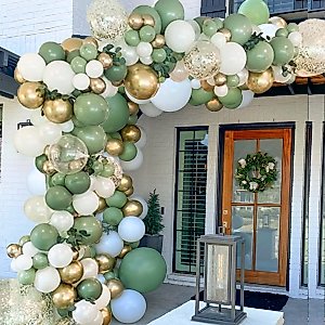 HaMoSena152pcs Sage Green Balloon Garland Kit Arch Different Sizes 18 12 10 5 Inch Olive Green Party Balloon Kit for Birthday Party Graduation Baby Shower Wedding Holiday Balloon Decoration
