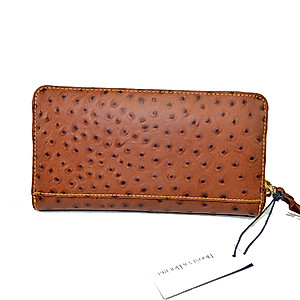 Dooney & Bourke Lg Zip Wallet Clutch Ostrich Wristlet Cognac