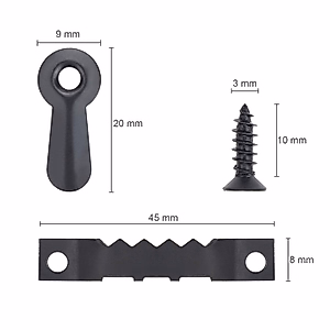 Powlankou 200 Piece Picture Hanger Kit, Including 100 Sawtooth Picture Frame Hangers and 100 Frame Turn Buttons with Screws