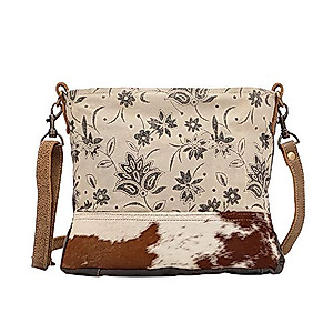 Myra Bag Posy Upcycled Canvas & Cowhide Shoulder Bag S-1461