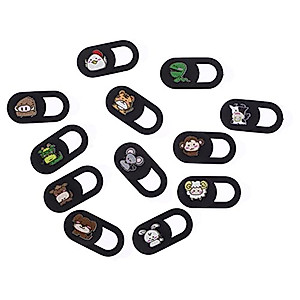 SOLUSTRE Laptop Camera Cover Slide PC Stickers 12pcs Cartoon Webcam Cover Webcam Cover Slider Webcam Slider Camera Cover for Laptop Tablet Phone Camera (Black) Computers Laptops Computer Camera