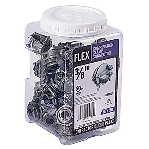 Halex – 3/8 Inch Flexible Metal Conduit (FMC) Clamp Combination Connector – 05711B – 50 Per Pack