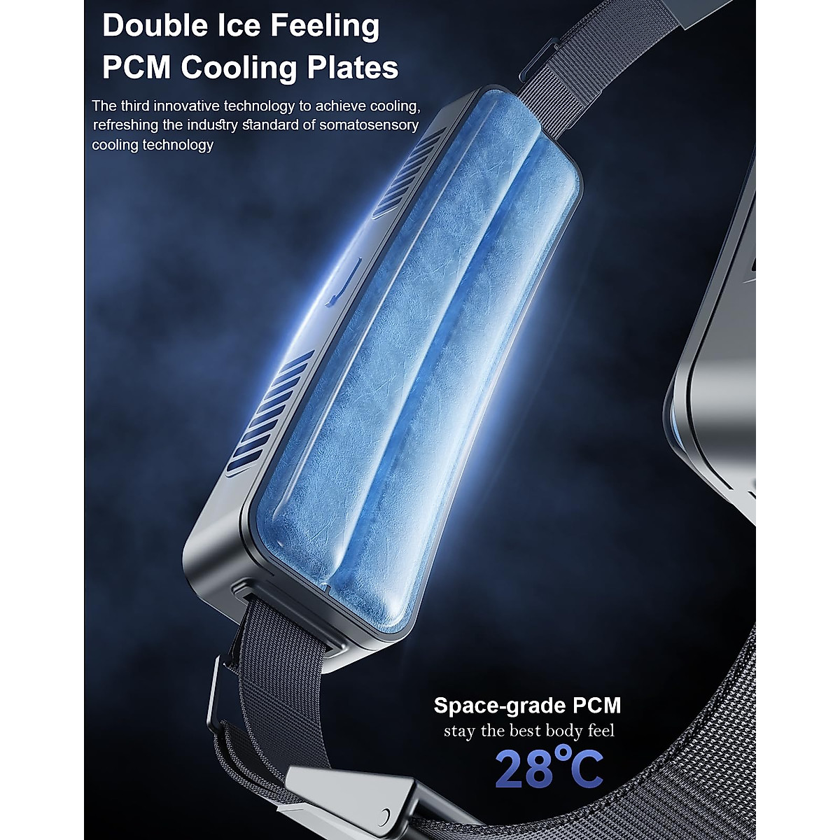 Portable Waist Fan with 2 Cooling Plates, Wearable Clip on Fan 5000mAh Rechargeable Travel Fan 3 Speeds 6000RPM Strong Airflow, Personal Body Shirt Fan Belt Clip Fan for Outdoor Work Camping Fishing