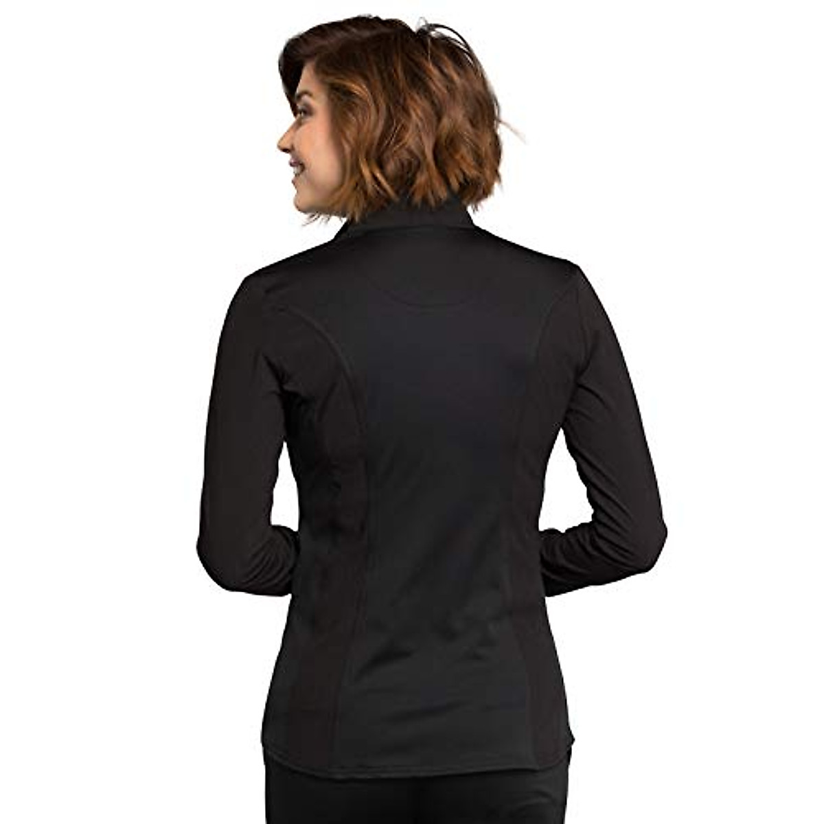Cherokee Statement Women Warm Up Scrubs Jacket Zip Front CK365, M, Black