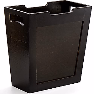 TOPZEA Bamboo Waste Basket, Rectangular Narrow Trash Can with Handles, Wooden Slim Wastebasket Small Garbage Cans for Bathroom, Bedroom, Kitchen, Craft Room, Office, RVs, 10.5"x6"x11"