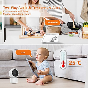 Vodeson 360 Camera Video Baby Monitor 5 ''display 1080P,Smart Vox Mode Wireless Baby Monitor with Camera and Audio,2-way Talk,night Vision, Infant Monitor No Need Wifi for Long Range Indoor Camera.