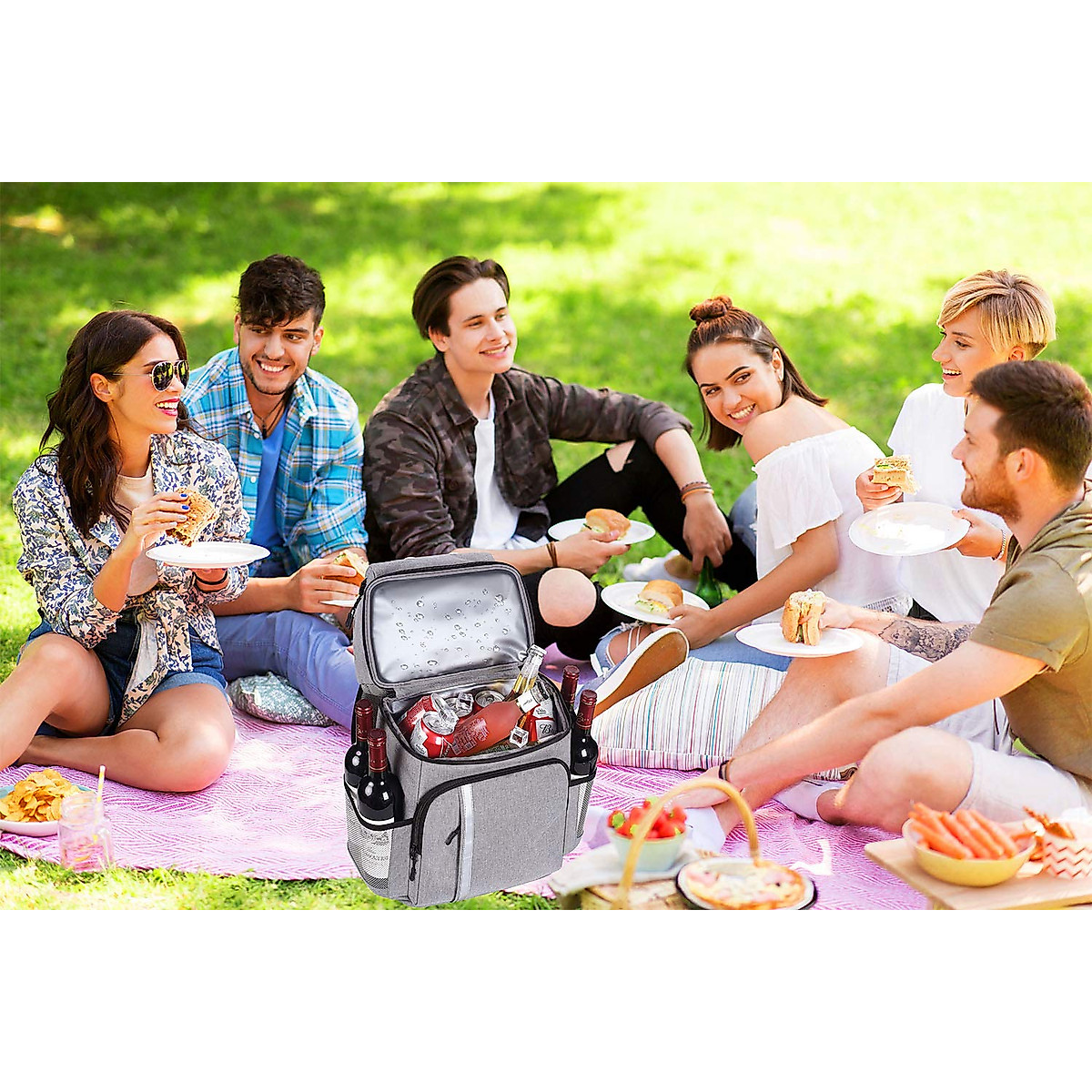 FORICH Backpack Cooler Leakproof Insulated Waterproof Backpack Cooler Bag, Lightweight Soft Beach Cooler Backpack for Men Women to Work Lunch Picnics Camping Hiking, 30 Cans