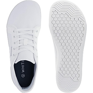 WHITIN Men's Extra Wide Toe Box Fashion Canvas Barefoot Sneakers Zero Drop Sole Size 9.5W Minimus Casual Minimalist Outdoor Tennis Shoes All White 43