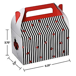 Hammont Paper Treat Boxes - (10 Pack) - Party Favors Treat Container Cookie Boxes Cute Designs Perfect for Parties and Celebrations 6.25" x 3.75" x 3.5" (Ladybug)