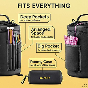 Starter Pack of 12x50g Acrylic Yarn Skeins with Black Yarn Storage Bag Bundle