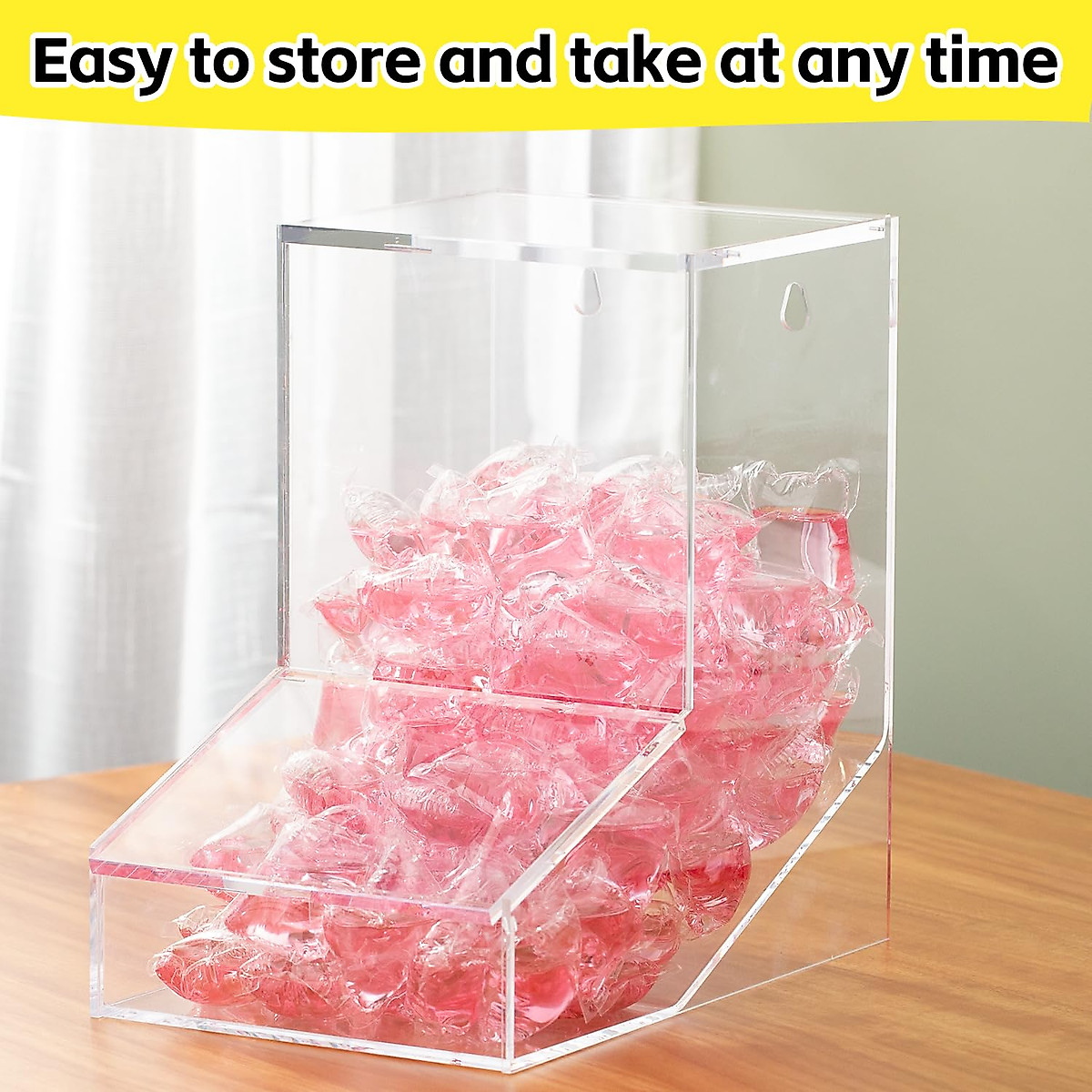 QCBF Acrylic Candy Dispenser, Grocery Store Storage Bin, Candy Dispenser, Laundry Compartment Container, Suitable for Bathroom, Laundry Room, toy Room, Wall Mounted Storage Placer