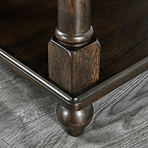 LEEMTORIG Narrow End Table with Drawer, Solid Wood 2 Tier End Side Table with Storage Shelves, Slim Nightstand for Small Spaces, Living Room, Bedroom, Easy Assembly, Rustic Black BBJ-004-BK