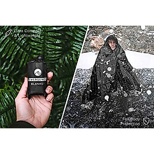 Oceas Outdoor Mylar Emergency Blankets - 4 Pack of Extra Large Thermal Foil Space Blankets - Designed by NASA for Camping, Hiking, and Car Use (Black)