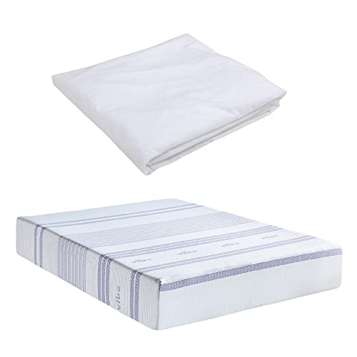 Vibe Gel Memory Foam 12-Inch Mattress with Bonus Mattress Protector| CertiPUR-US Certified | Bed-in-a-Box, Twin XL, White